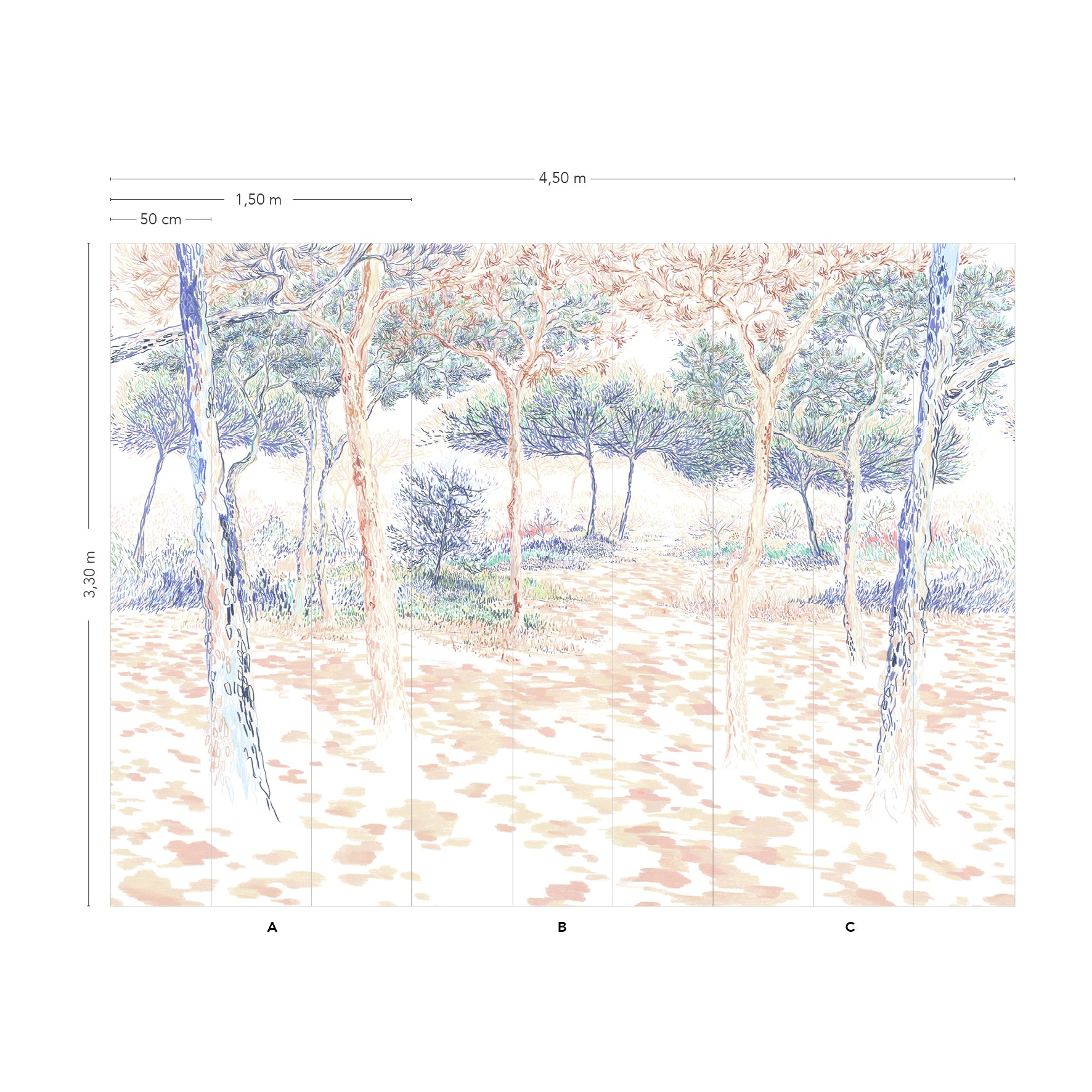 Papier peint Balade sous les pins créé par Gaylord Le Goaziou ...